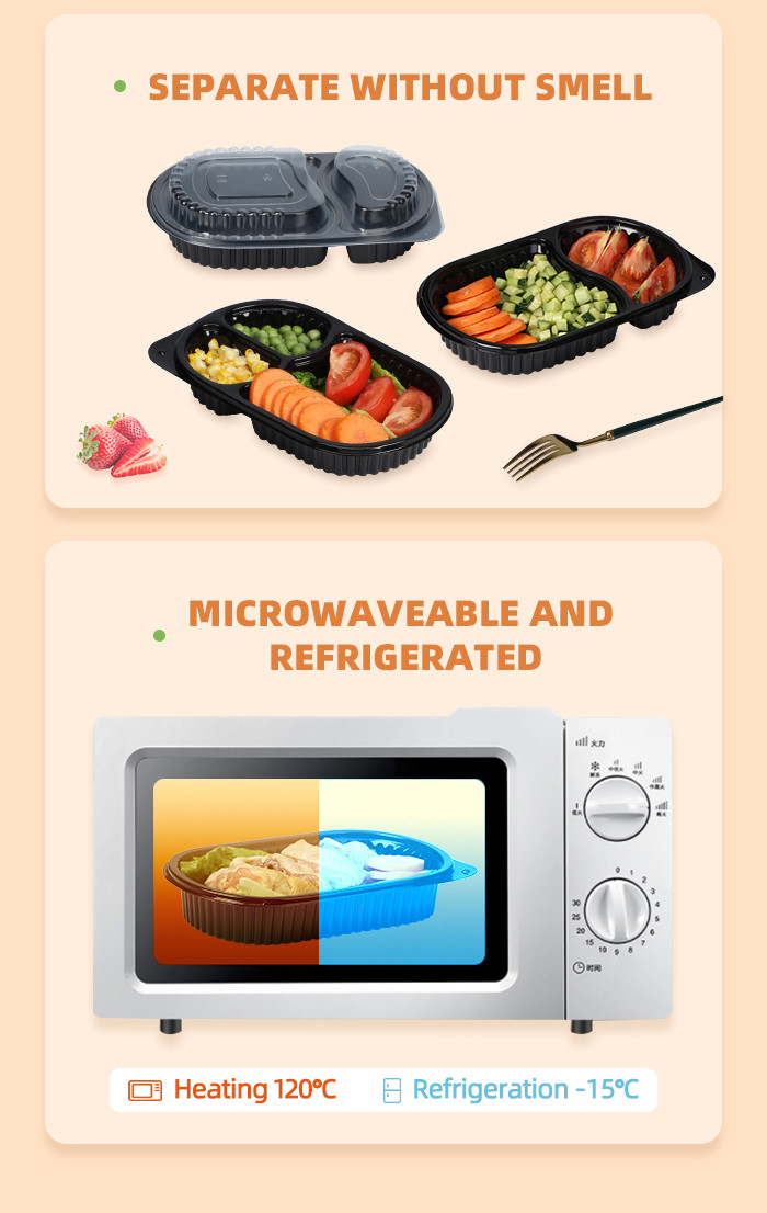 ODM/OEM Catering Office Plastic Microwave Bento Lunch Box Disposable 2 ...