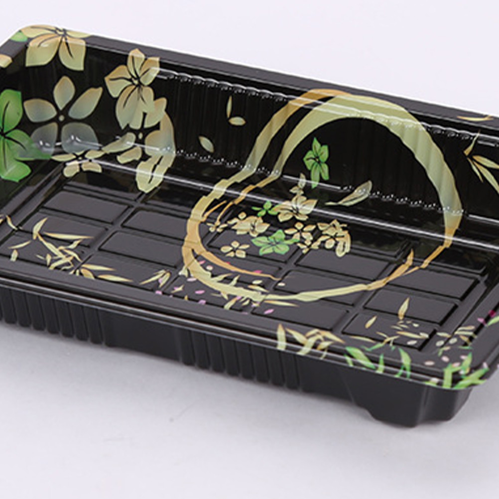 Food Grade PS Plastic Sushi Trays Disposable With Anti Fog Lids